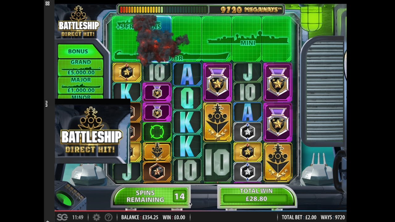 Battleship Direct Hit - 15 Free Spins - £2 bet - YouTube