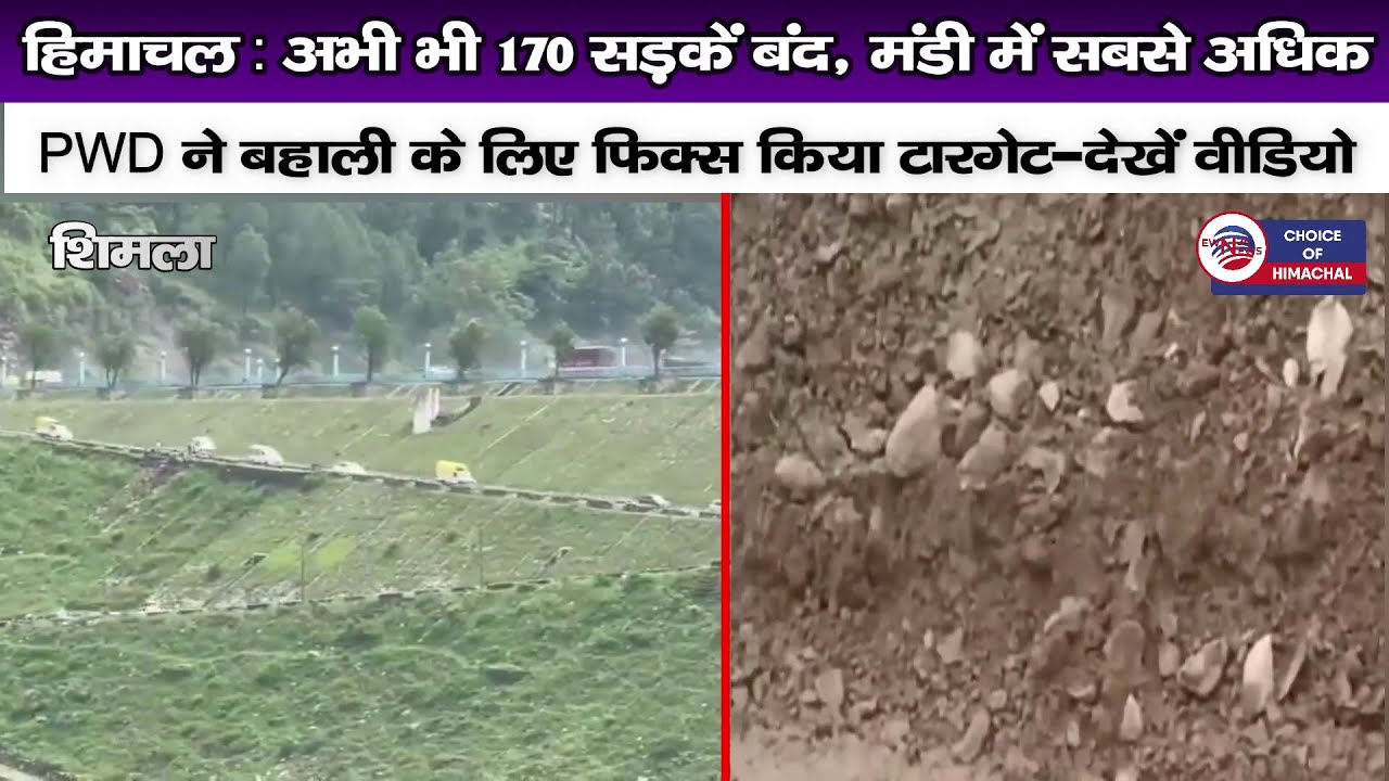 हिमाचल : अभी भी 170 सड़कें बंद, मंडी में सबसे अधिक,PWD ने बहाली के लिए ...
