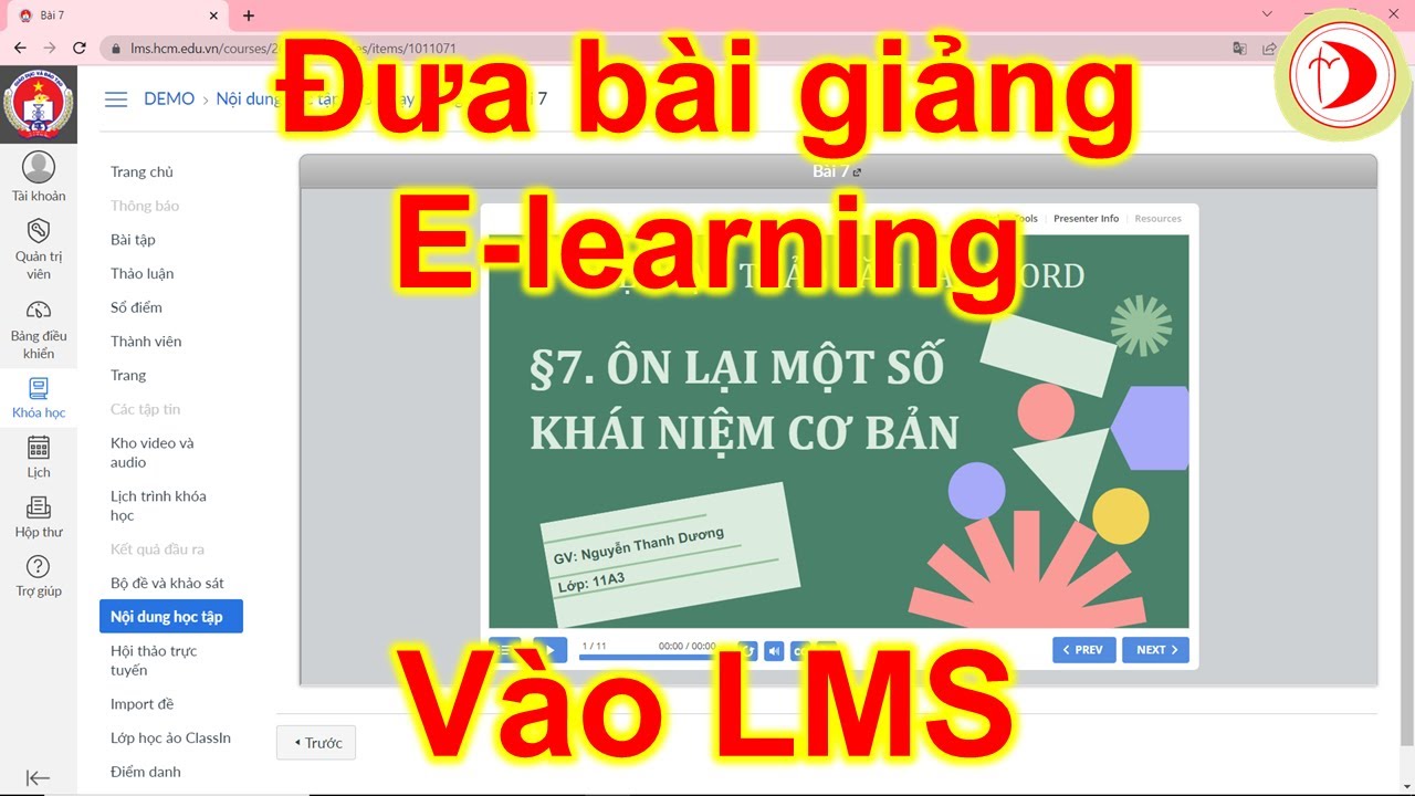 Cách đưa bài giảng E-learning từ trang web vào hệ thống dạy học trực ...