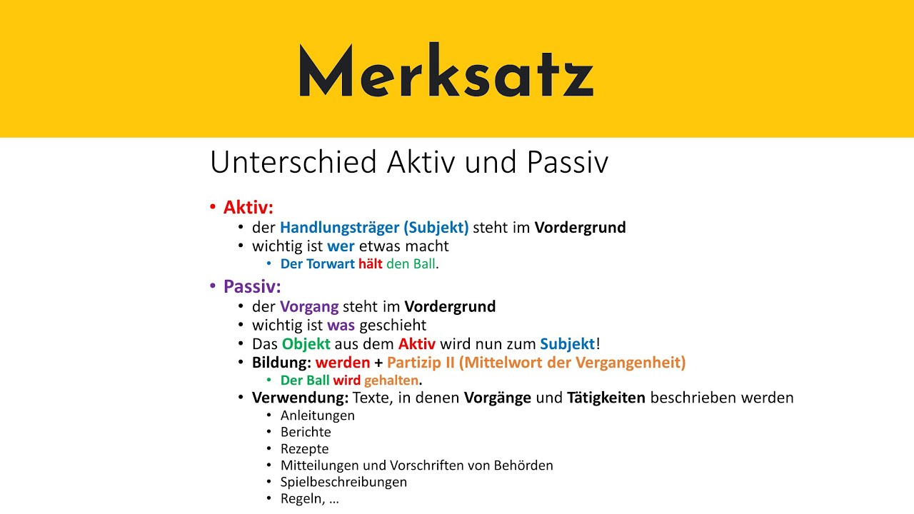 Aktiv und Passiv - YouTube