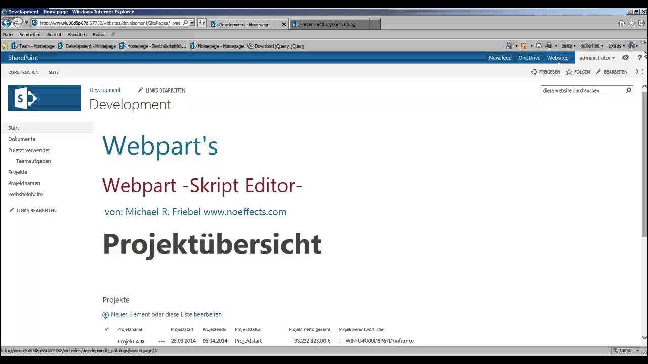 Sharepoint Webpart Skript Editor und jQuery kurz und knapp erklärt. - YouTube