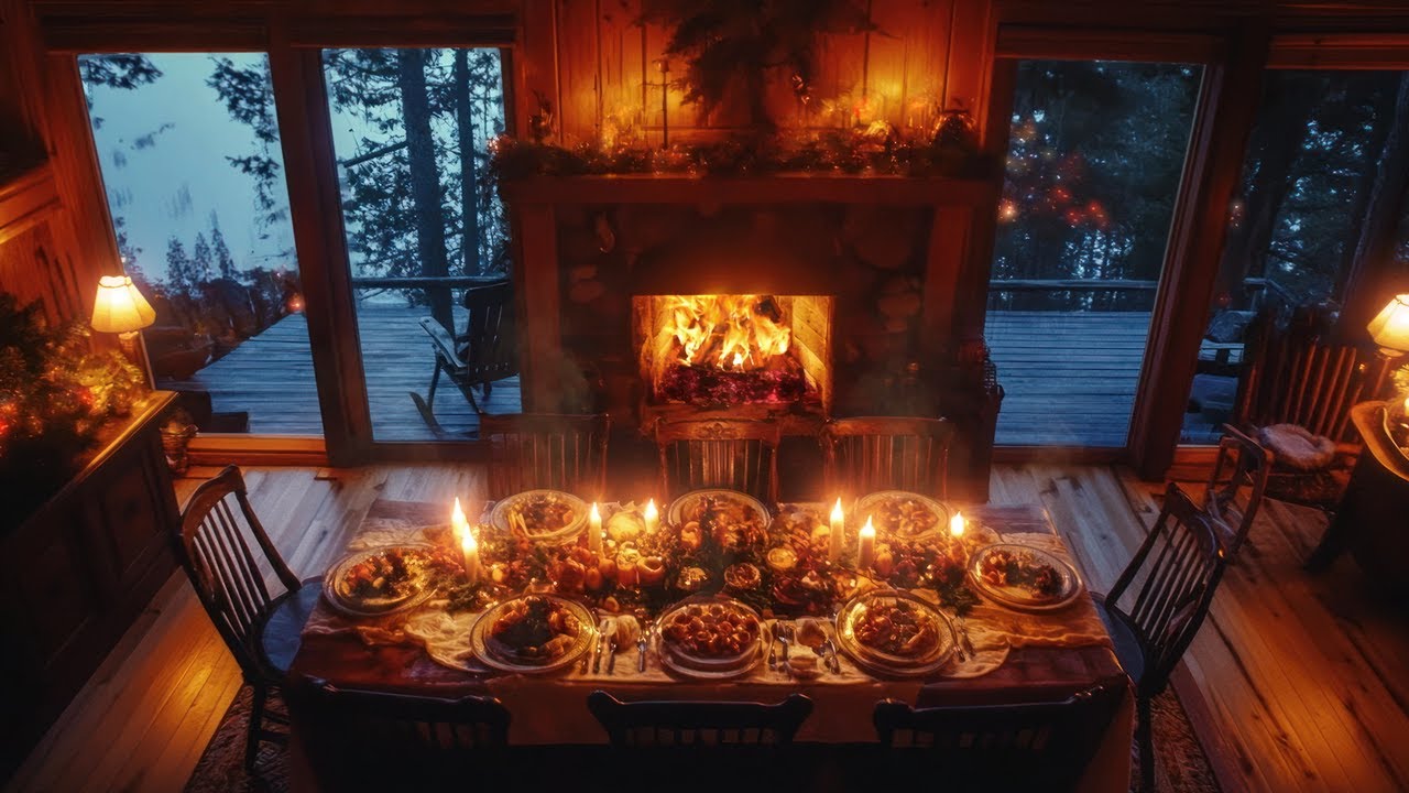 Cozy Family Thanksgiving Ambience in Tranquil Lakehouse | Cheerfully ...