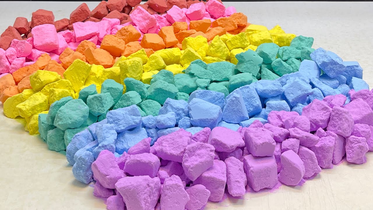 Crushing rainbow super crunchy pebbles - YouTube