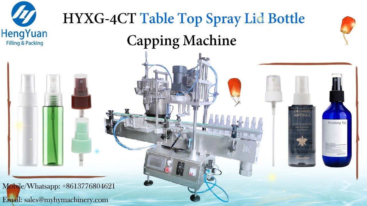 Table Top Bottle Capping Machine for Spray Lid Automatic Smart and Economical Model HYXG-4CT ...
