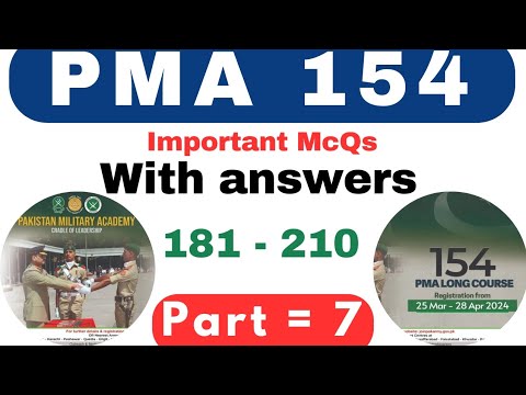 PMA Long course 154 important academic McQs with answers | PMA past ...