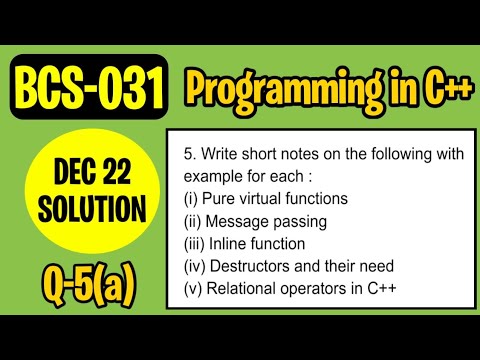 P9 - Message Passing | Pure virtual functions | Inline function ...
