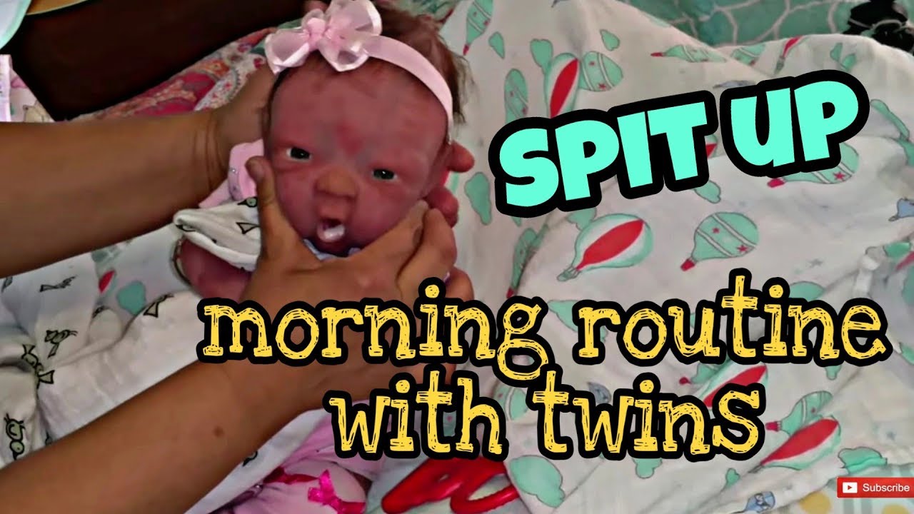 Silicone Baby Mama MORNING ROUTINE and Spit Up With TWINS - YouTube