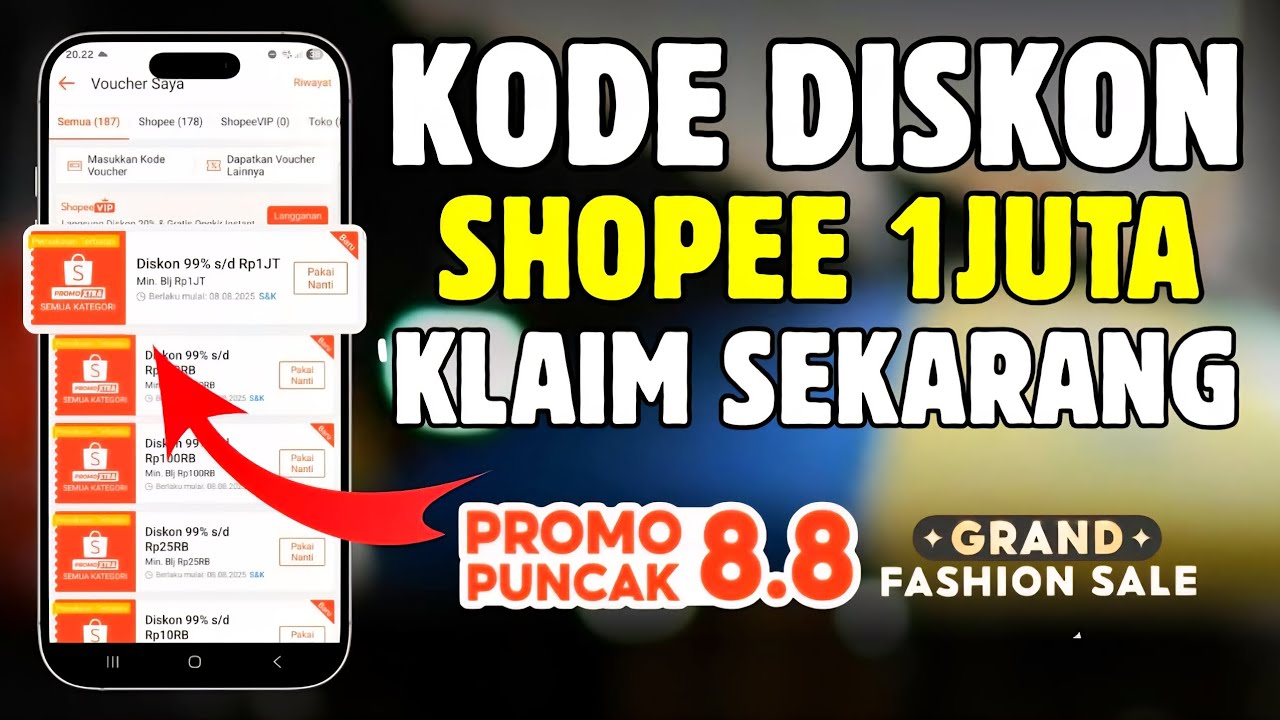 Kode Diskon Shopee 1 Juta Terbaru! Trik Dapat Kode Diskon Shopee Rp1 ...
