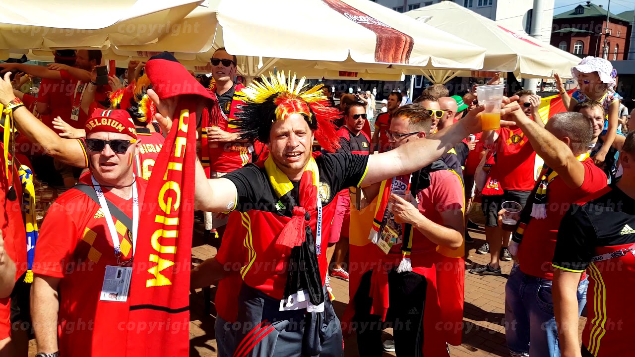 Football fans support teams on the street of the city on the day of the ...