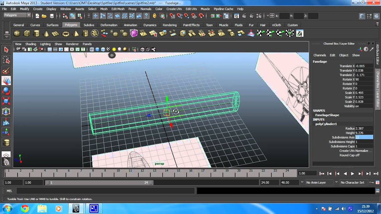 Maya 2013 intermediate modelling - Spitfire - 5 - Edit subdivisions for ...