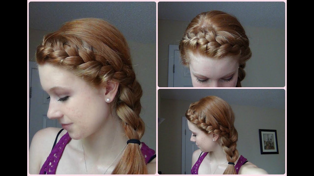 French Braided Headband into Side Braid! ♥ - YouTube