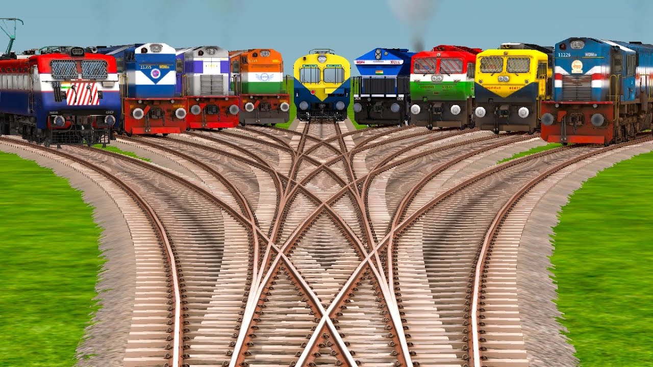4+5 Express Trains Crossing Indian Train Simulator Railroad Tracks ...