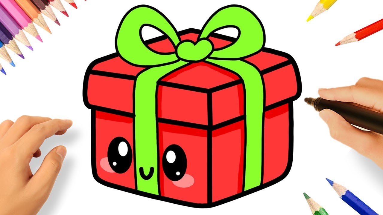 HOW TO DRAW A CUTE GIFT BOX STEP BY STEP 🎁 - YouTube
