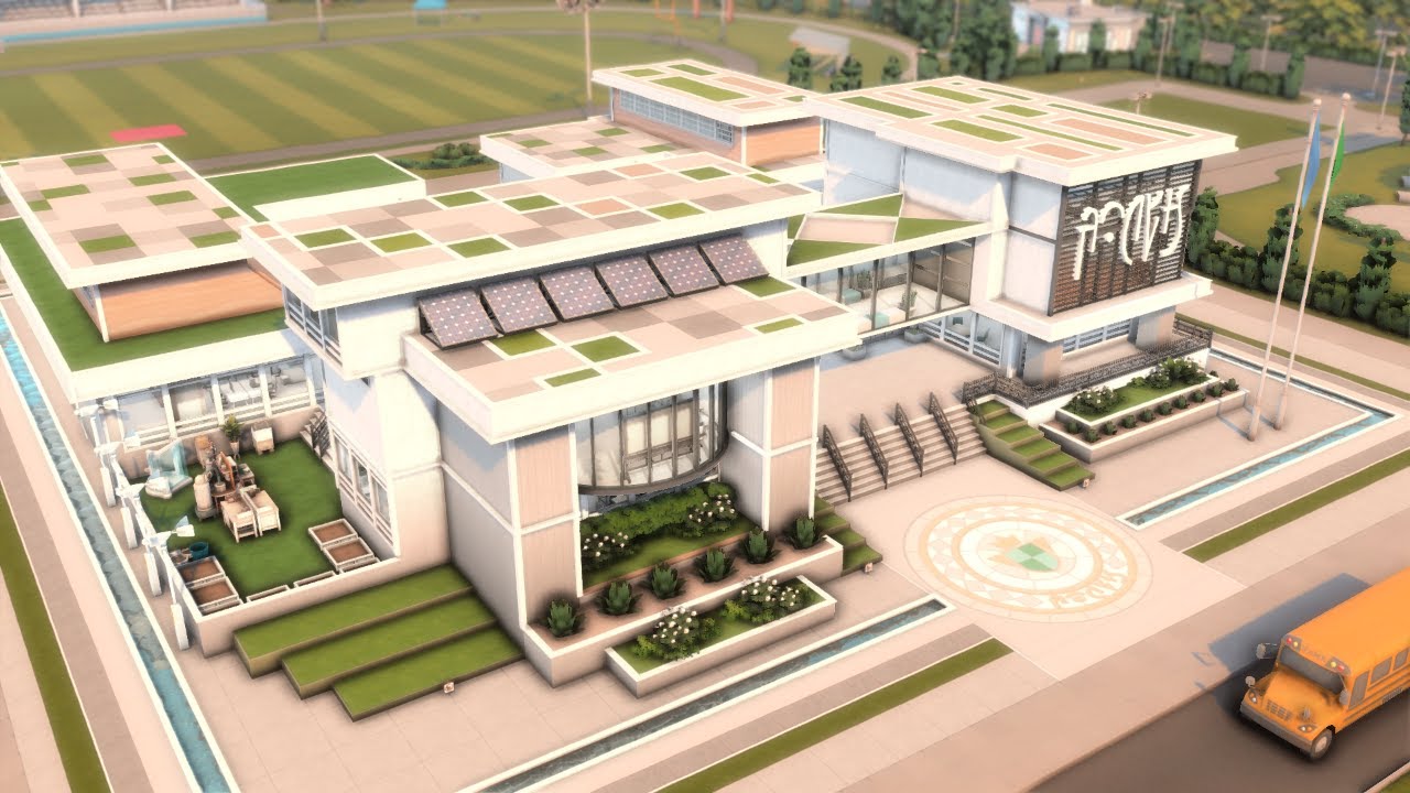 🏫 Modern High School || Sims 4 Speedbuild || No CC - YouTube