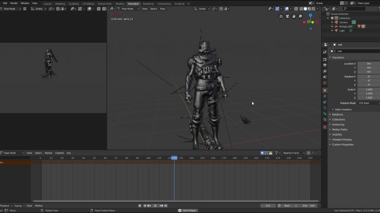 Blender animation attempts, breathing/idle - YouTube