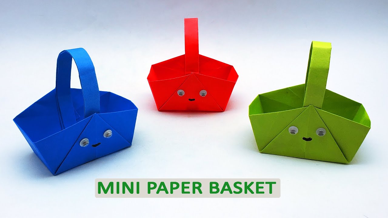 Diy Mini Paper Flower Basket | Origami Paper Basket Easy | Flower ...