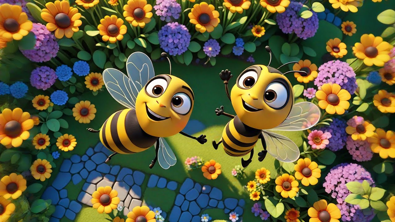 Four Buzzing Bees Dance in the Garden | Nature Song for Kids | Counting ...
