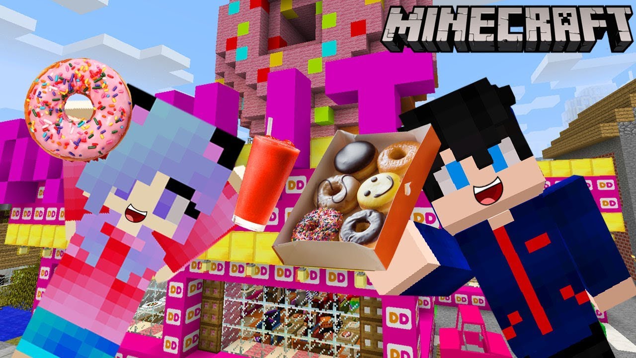 Minecraft the series ตอน ทำงานร้านขายโดนัทสุดฟินเวอร์ build donut shop ...
