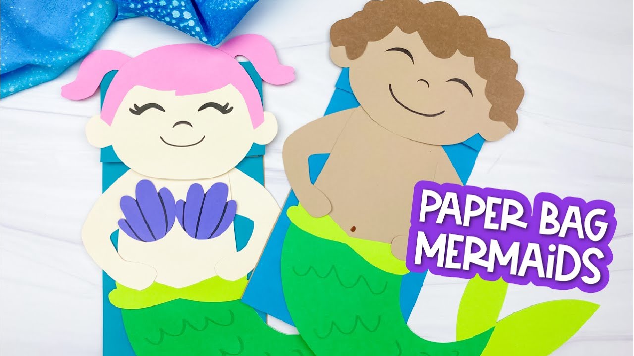 Mermaid Paper Bag Craft For Kids - YouTube