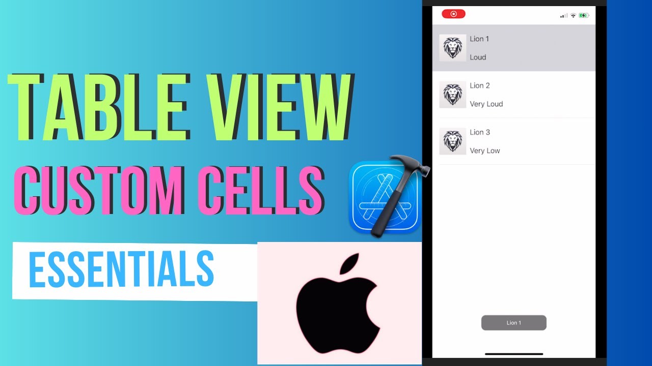 Table View iOS Tutorial with Custom Cells and listener on cell tapped - YouTube