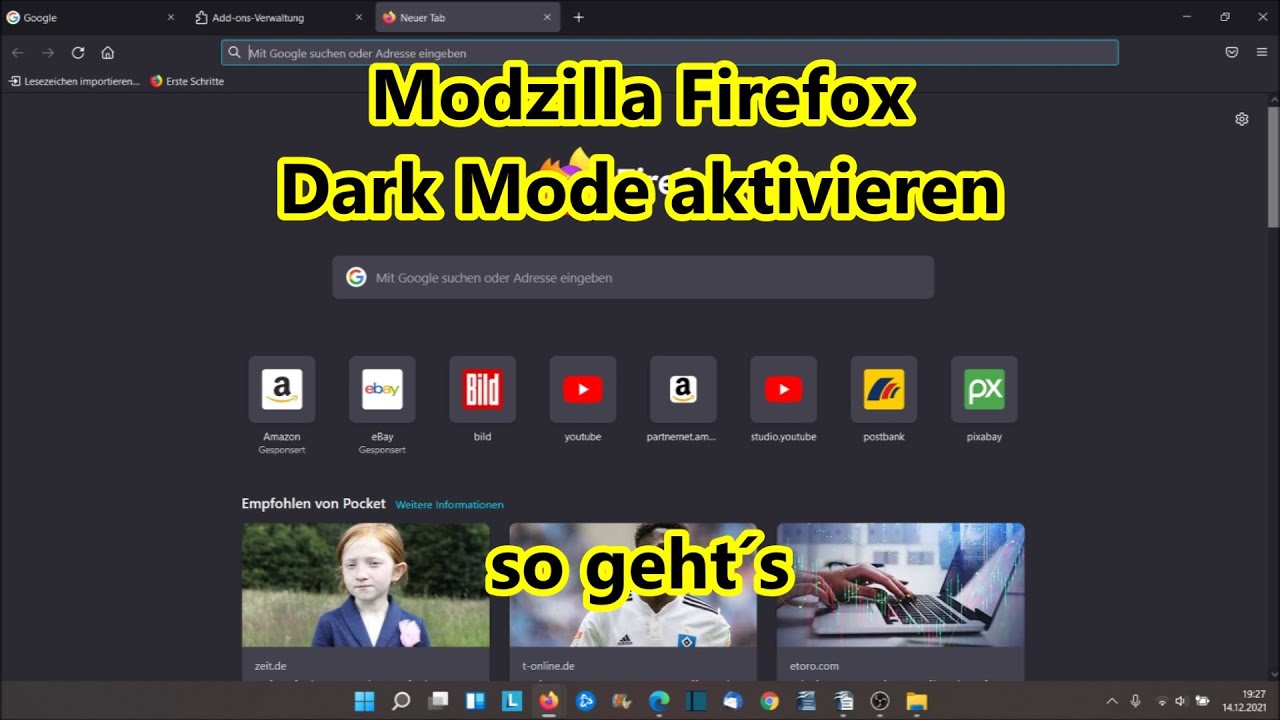 Firefox Dark Mode aktivieren Modzilla Firefox Browser Dunkelmodus einschalten so gehts - YouTube