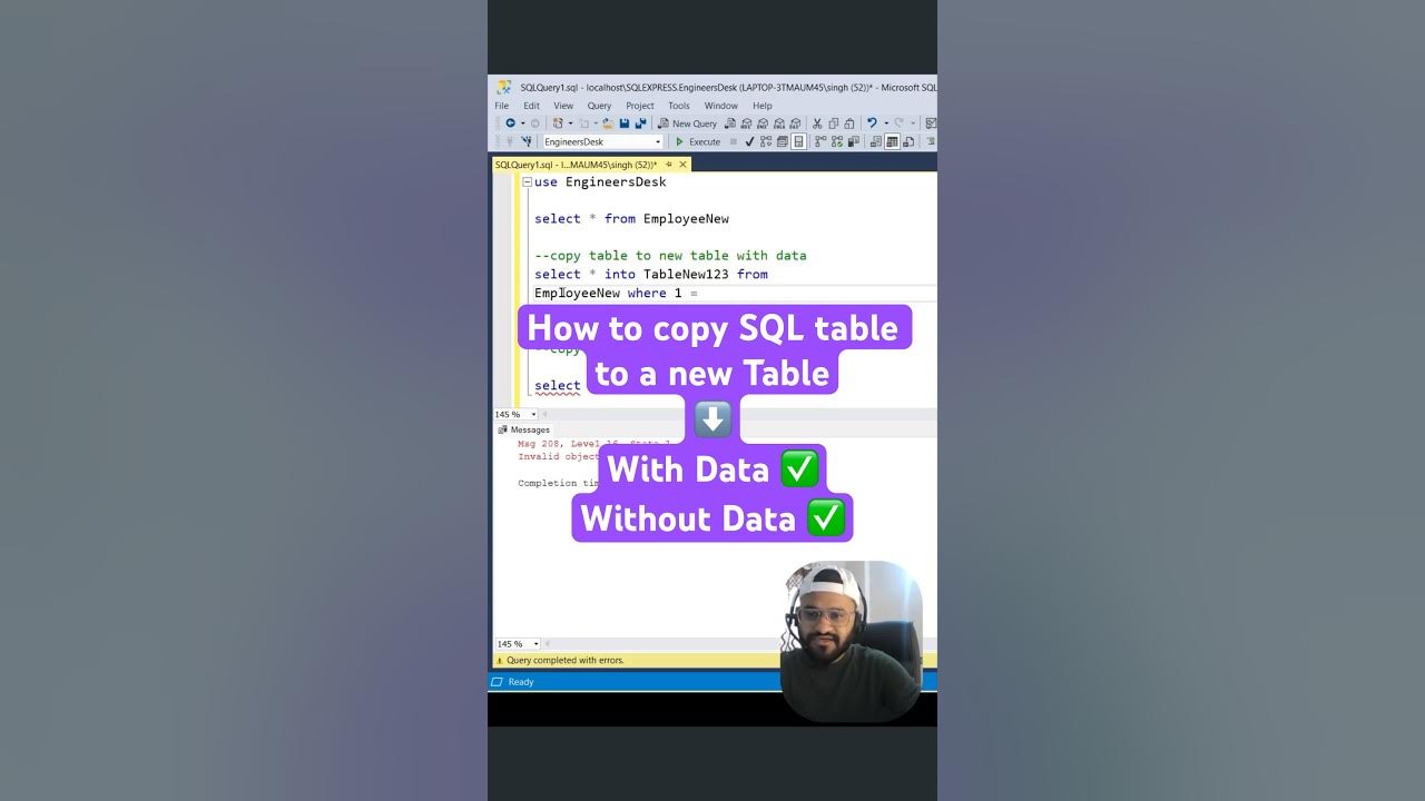 How to copy one table to other table with data and without data #shorts #sql #coding #sqlqueries ...