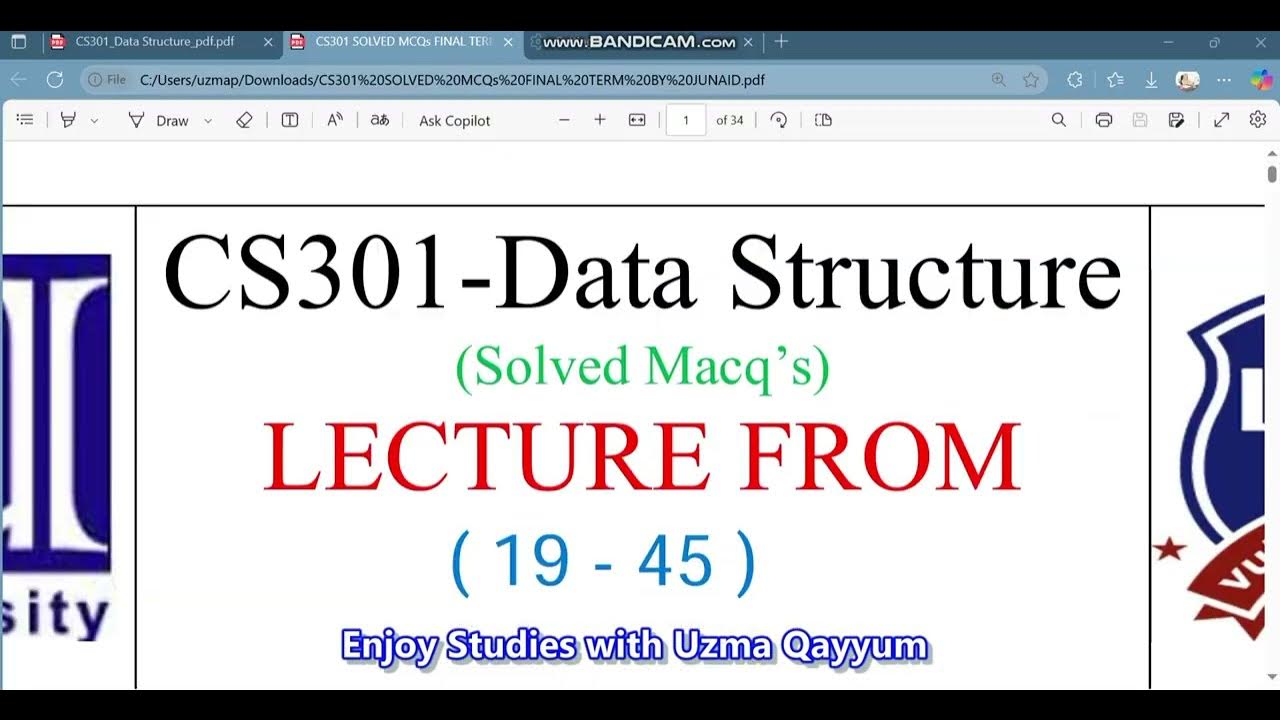 CS301 Final Term Preparation 2025 🪷 || Data Structure || - YouTube