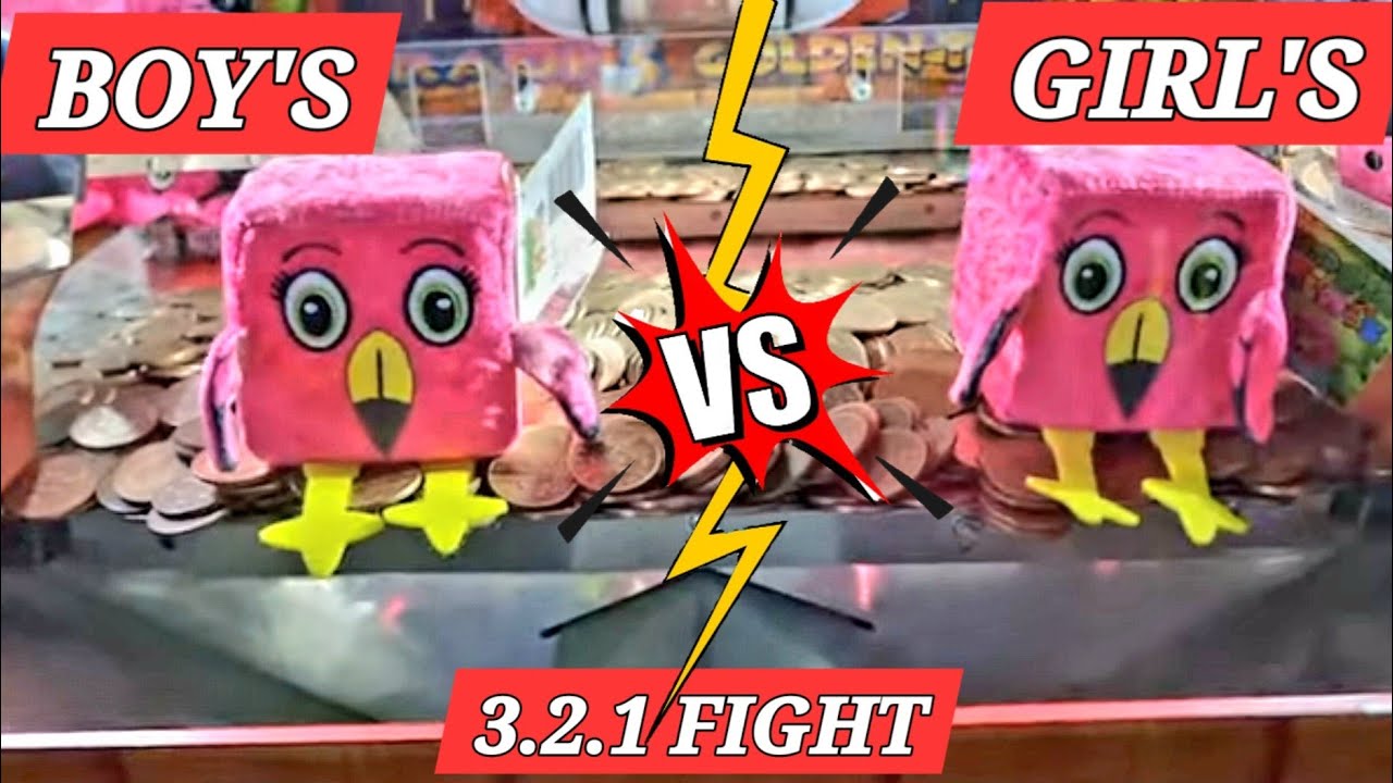 Greg VS Emma on the 2p pusher.we play claw machines and more ...