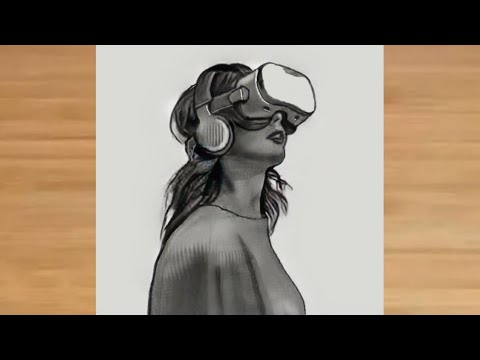 How to draw a Girl with VR Headset | How to draw a girl wearing VR ...