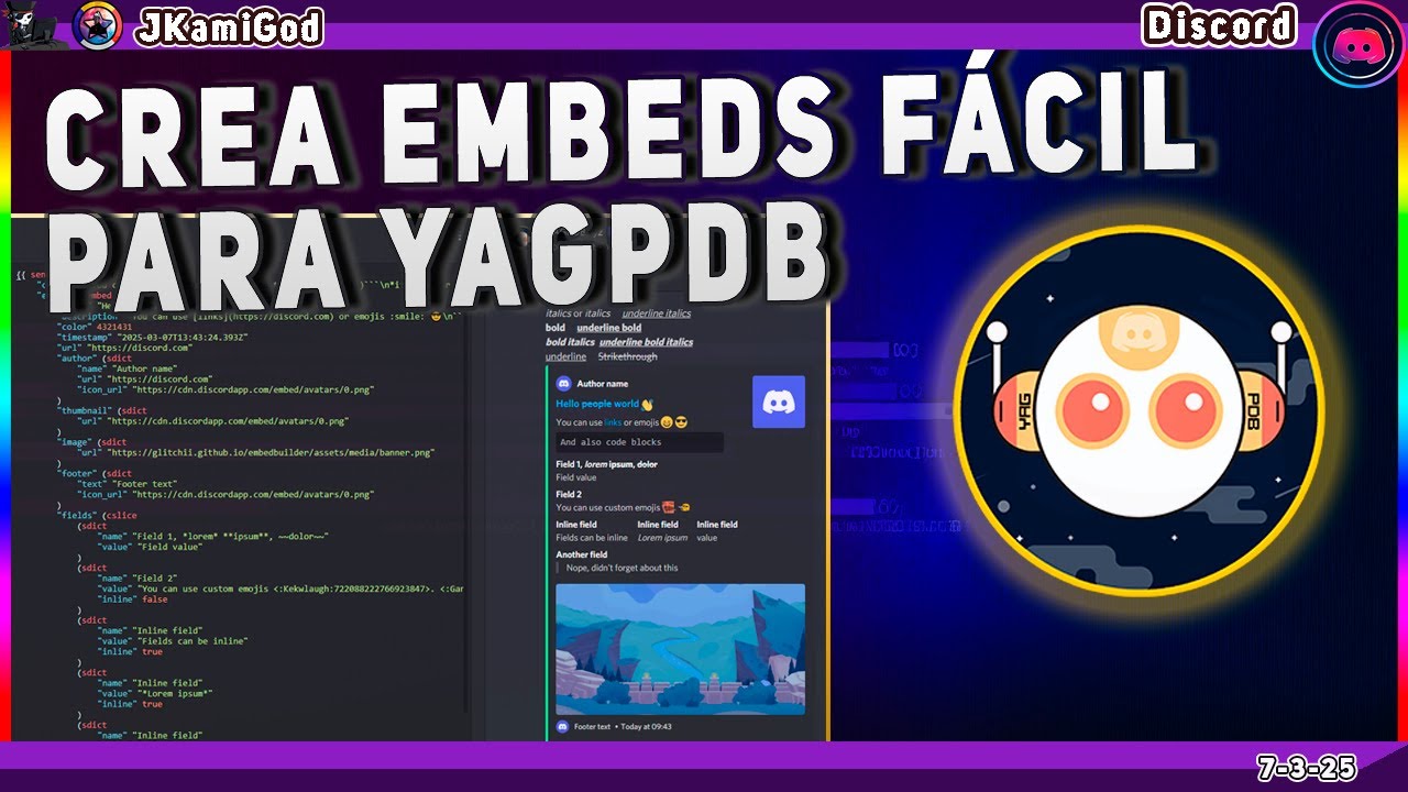 🟣Crea Mensajes Embed para YAGPDB Fácilmente con Esta Web💠 Discord 📡 JKamiGod - YouTube