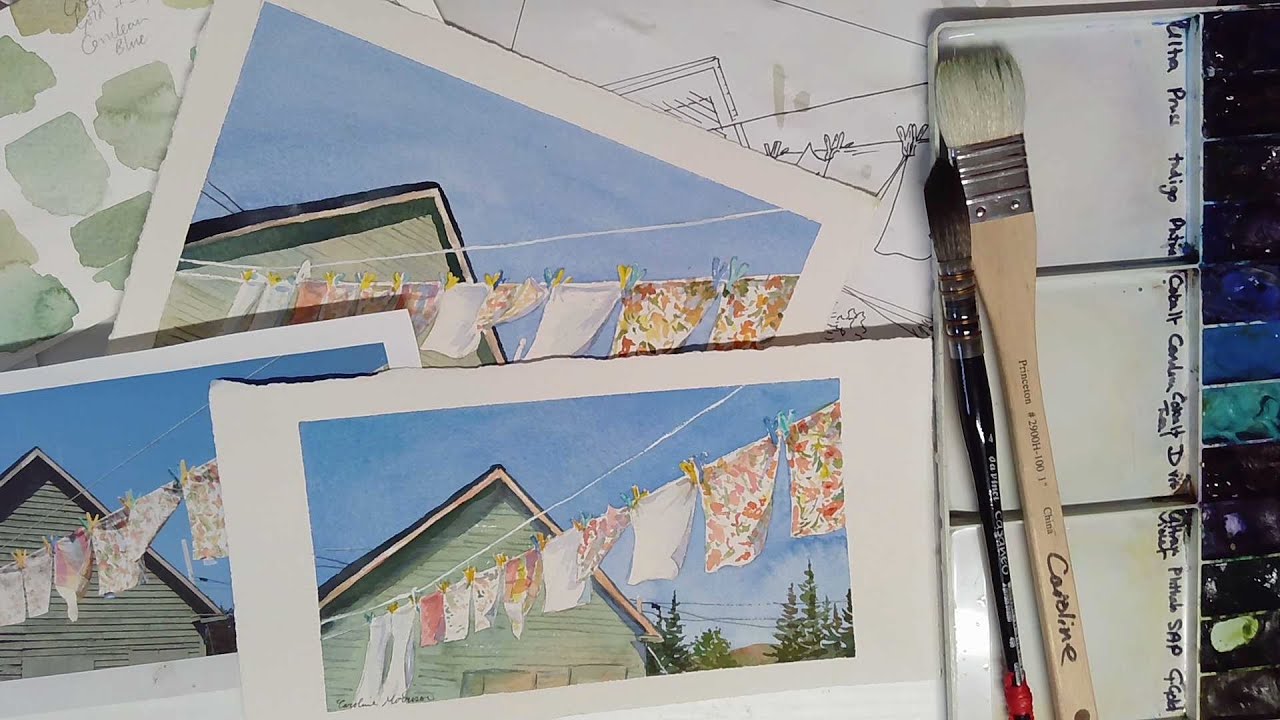 Washing Line in Watercolour - YouTube