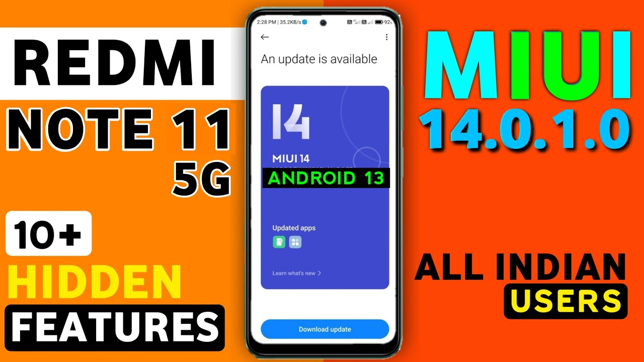 Redmi Note 11 MIUI 14.0.1.0 Android 13 Update Features | 54+ Hidden ...