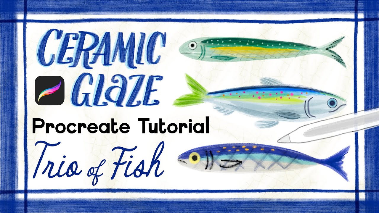 Paint a Ceramic-Inspired Trio of Fish // Procreate Tutorial - YouTube