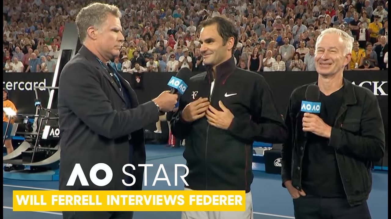 Will Ferrell Interviews Roger Federer | AO Stars - YouTube
