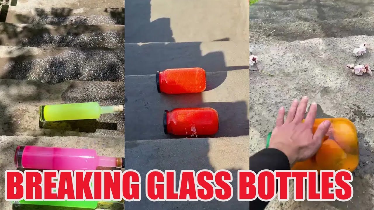 Breaking Glass Bottles & Balloon Drop ⚠️ Crushing Crunchy & Soft Things ...