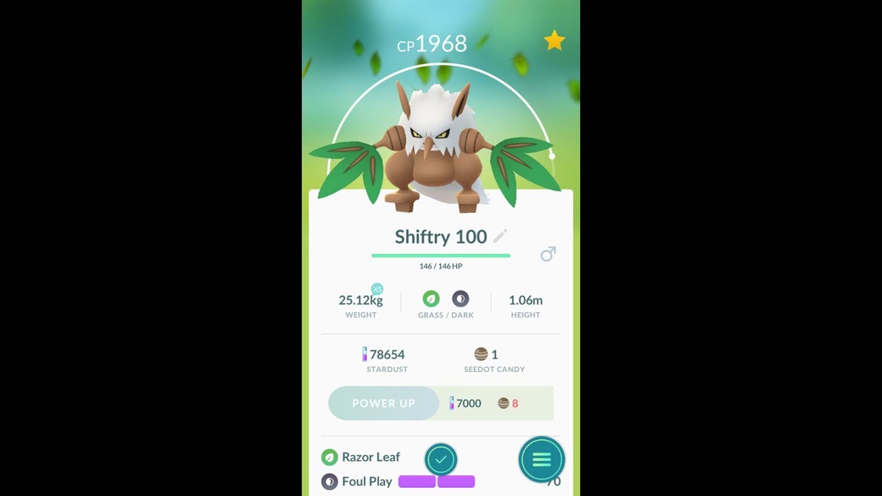 Pokemon Go Gen 3 - Evolving a 100% IV Shiftry - YouTube