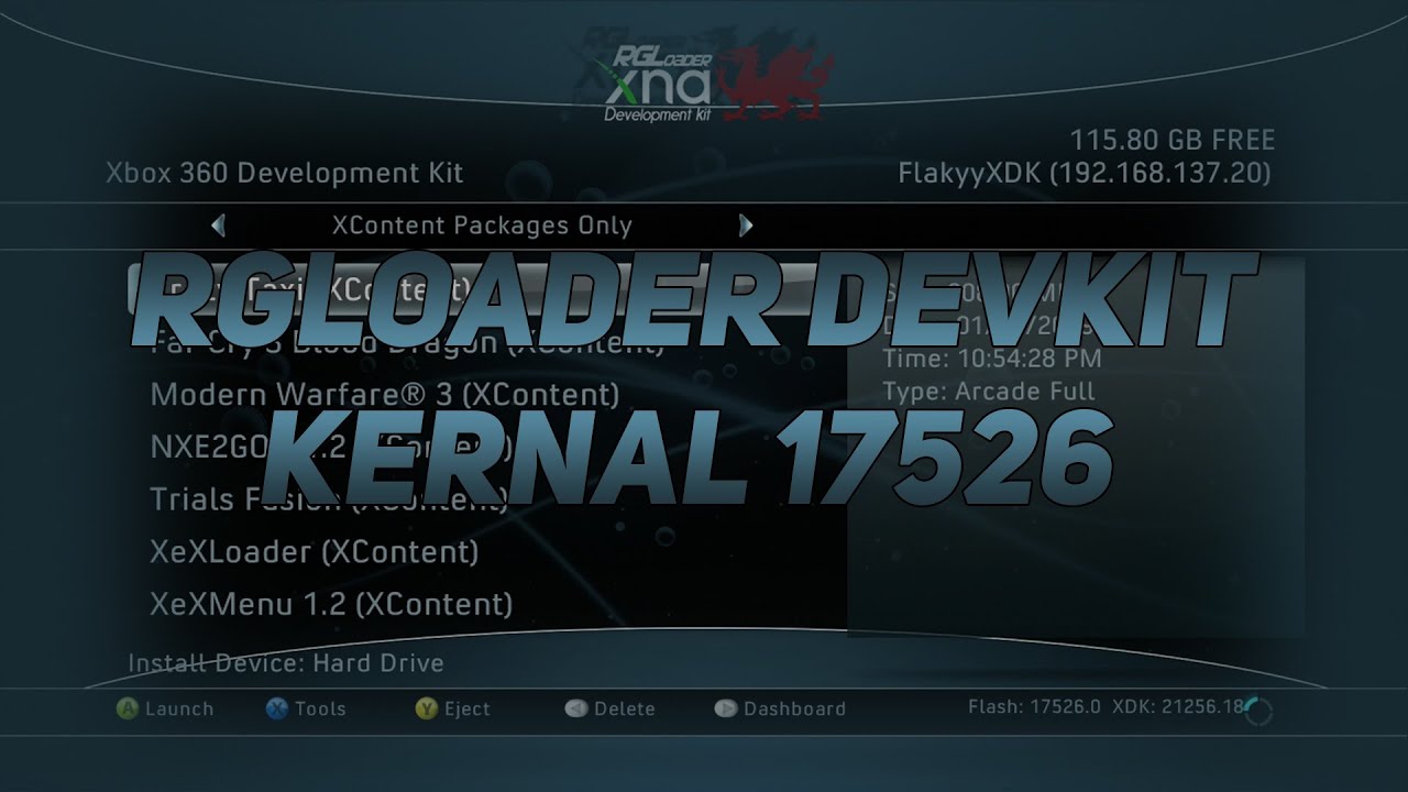 RGLoader 17526 DevKit Nand running on Trinity RGH 2.0 + Download! - YouTube