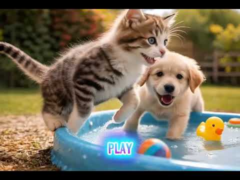Cute kitten in the swimming pool song 😍