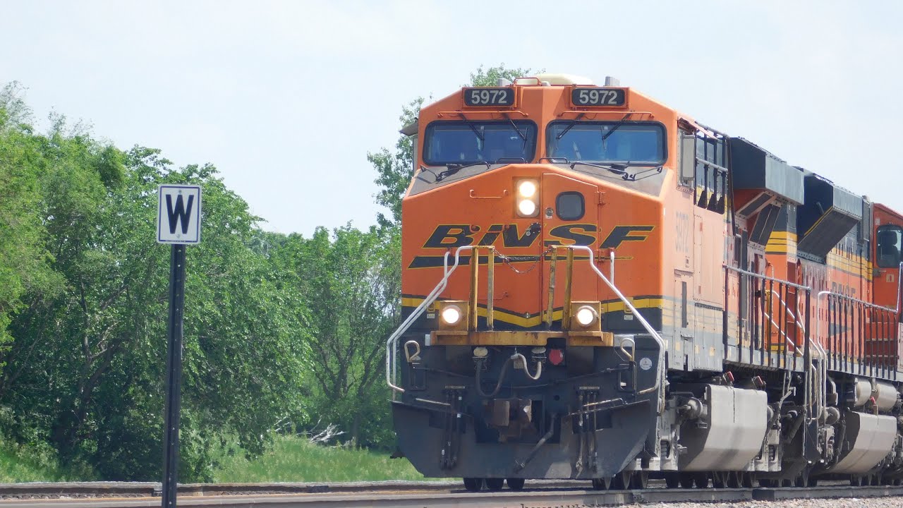BNSF 5972 Leads an Empty TVAX Coal Train Down the Sandhill Sub - YouTube