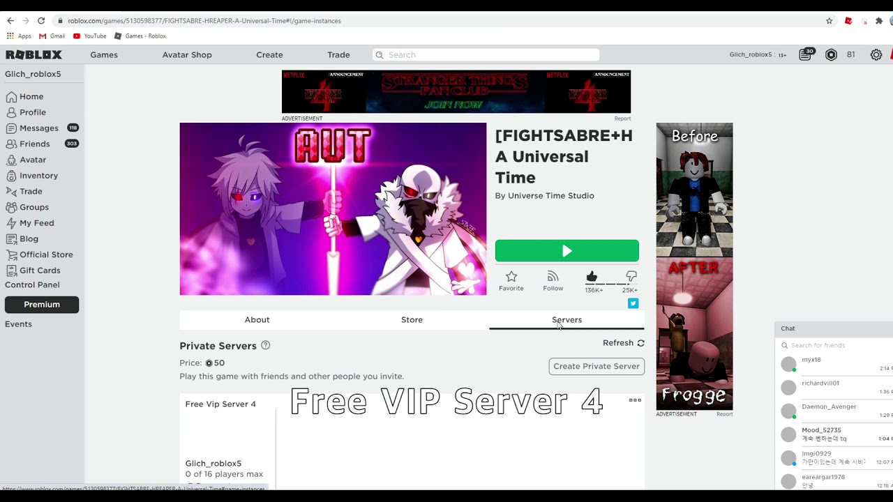 Roblox A Universal Time Free VIP Server 4 - YouTube