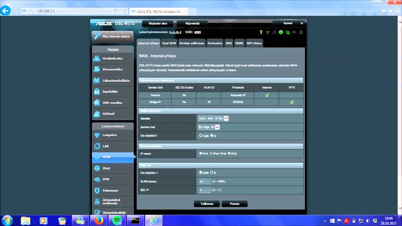 Asus DSL-N17U: How to set up bridged lan ports (VDSL) - YouTube