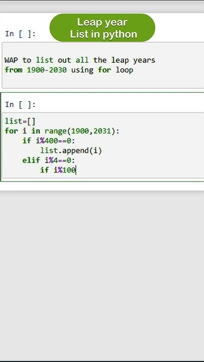 Leap Year using List in Python | List in python | List | list in python ...