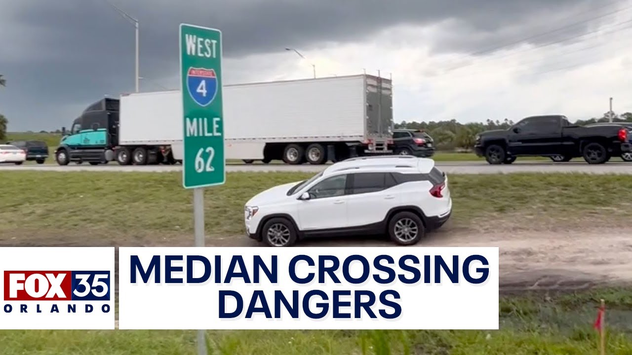 Drivers cross I-4 median near Disney World - YouTube