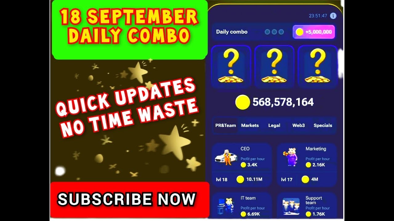 Hamster Kombat Daily Combo cards 18 September | Today Combo cards | 18 ...