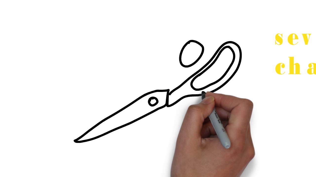 how to draw scissors - children learn - draw kids draw - YouTube