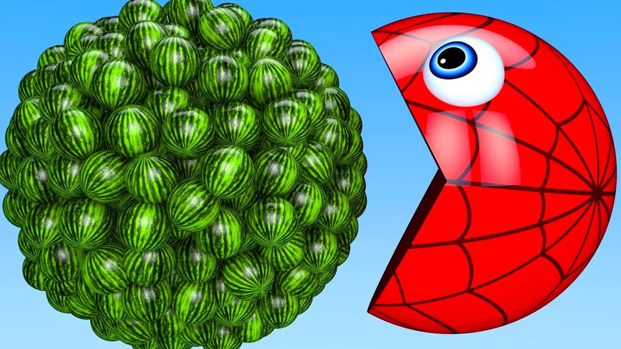 Learn Colors with PACMAN and Farm Watermelon Fruit Surprise Toy Street ...