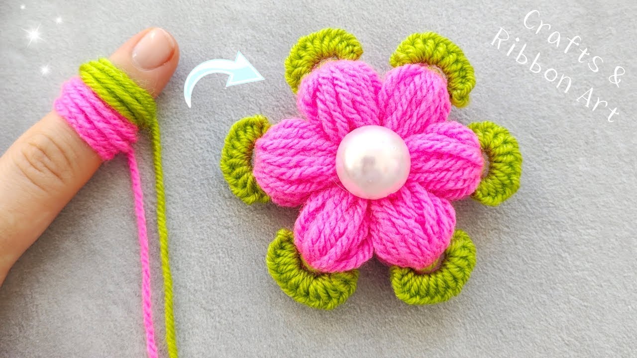 Super Easy Woolen Flower Making Trick with Finger - Hand Embroidery ...