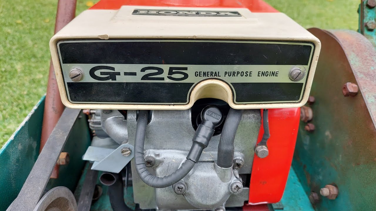 Honda G25 Engine on Vintage Alroh Cylinder Lawn Mower - YouTube
