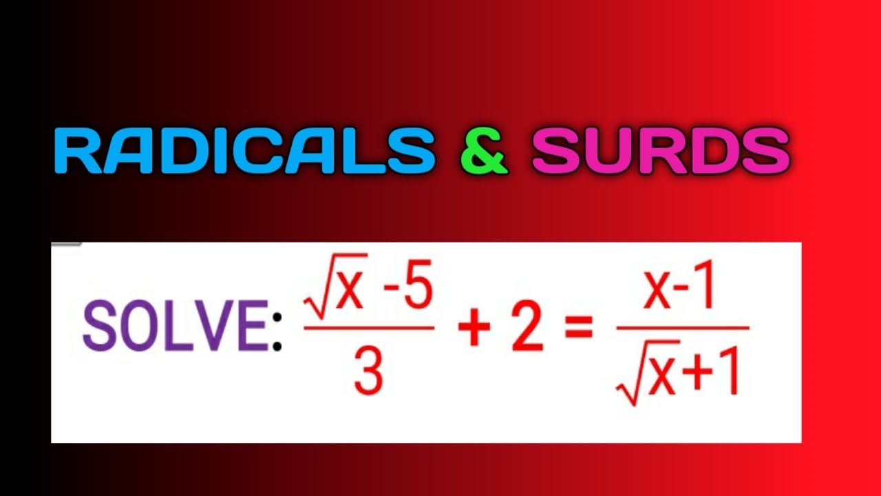 CLASS 9-10 || SOLVE : RADICALS & SURDS || SPS SIR || MATHS SIMPLIFIED ...