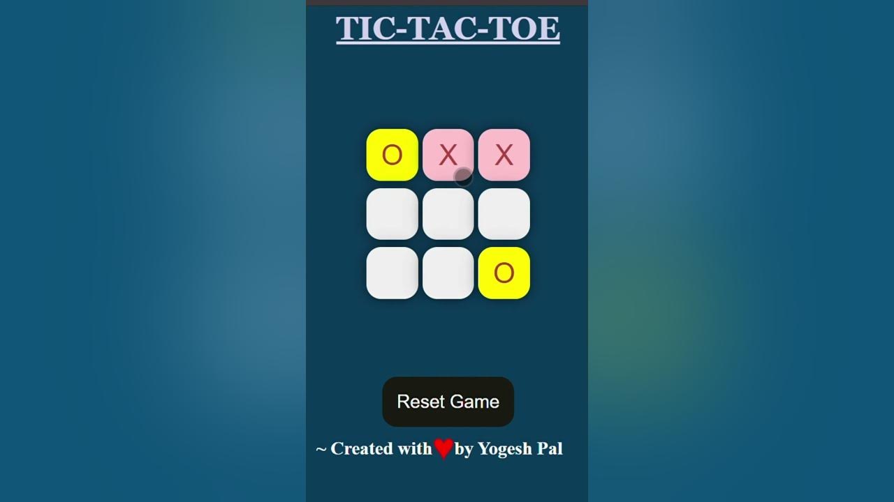 Tic Tac Toe Game 😎 Using Html Css And Javascript Coding Html Webdesign 🌀💻 Youtube